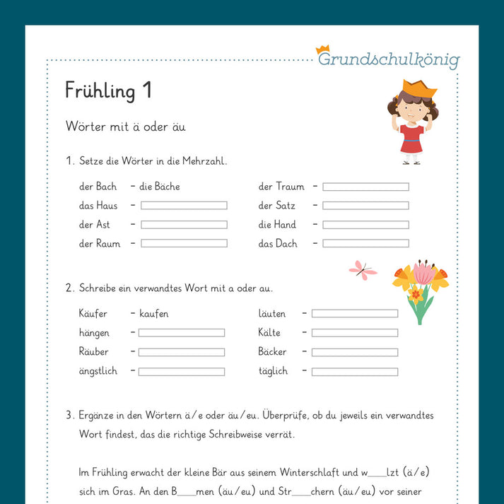 Königspaket: Frühling (Deutsch, 3. Klasse) – Grundschulkönig GmbH