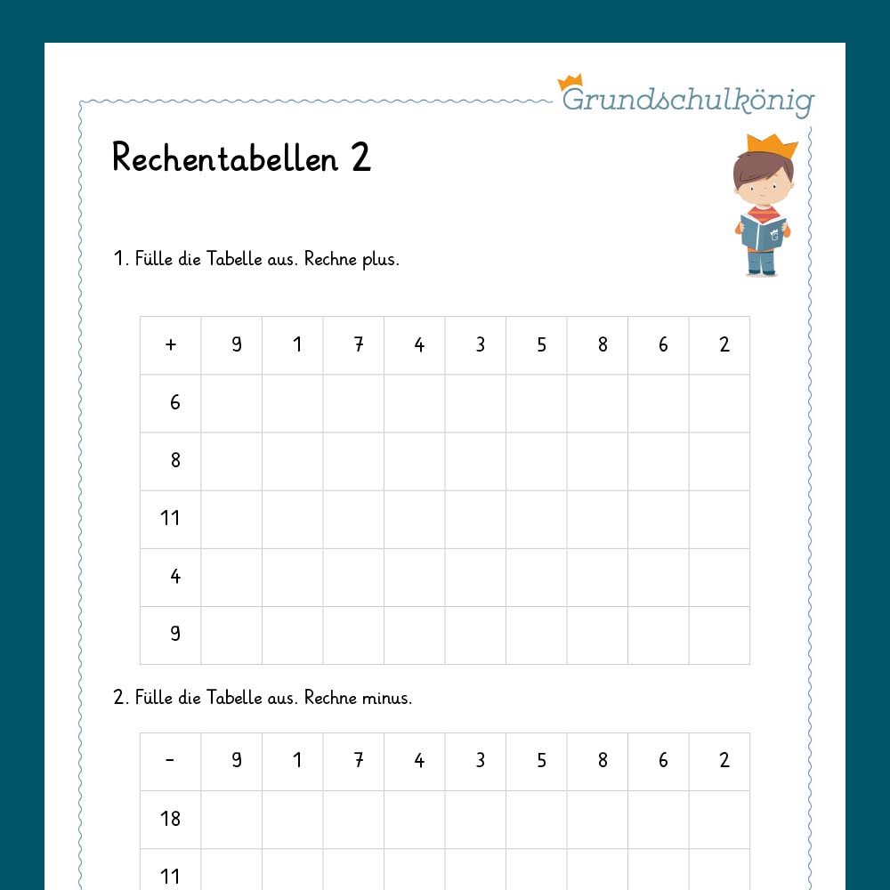 Königspaket: Rechentabellen im Zahlenraum 20 (Mathe, 1. Klasse ...