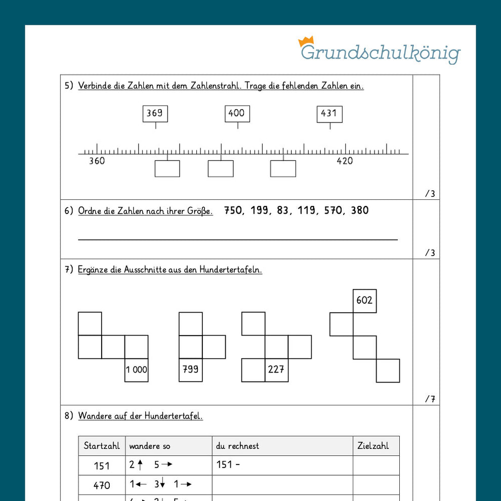 Mathe, 3. Klasse: Zwei Proben - Zahlenoperationen 1 – Grundschulkönig GmbH